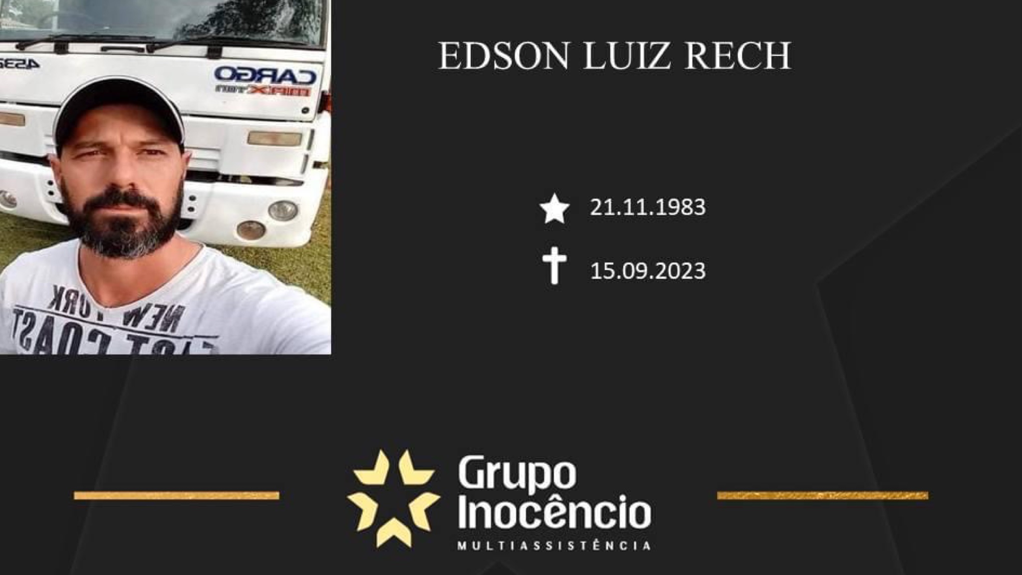Grupo Inocêncio e familiares comunicam falecimento de Edson Luiz Rech - BeltrãoAgora